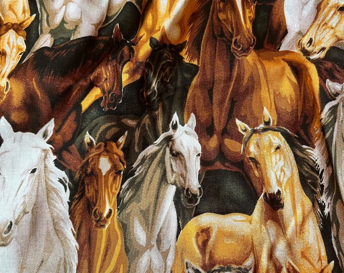 Horses Cotton Quilting Fabric Material Equestrian - Etsy