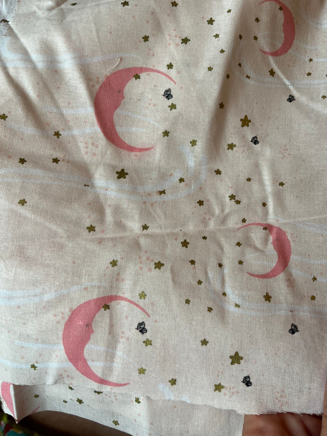 Light Pink Fabric Moon Metallic Stars Baby Infant Nursery - Etsy