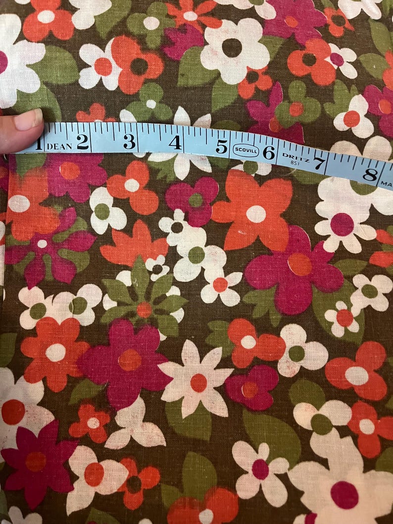 Vintage Floral Cotton Fabric Flour Sack Feed Sack Feedsack Retro Green ...
