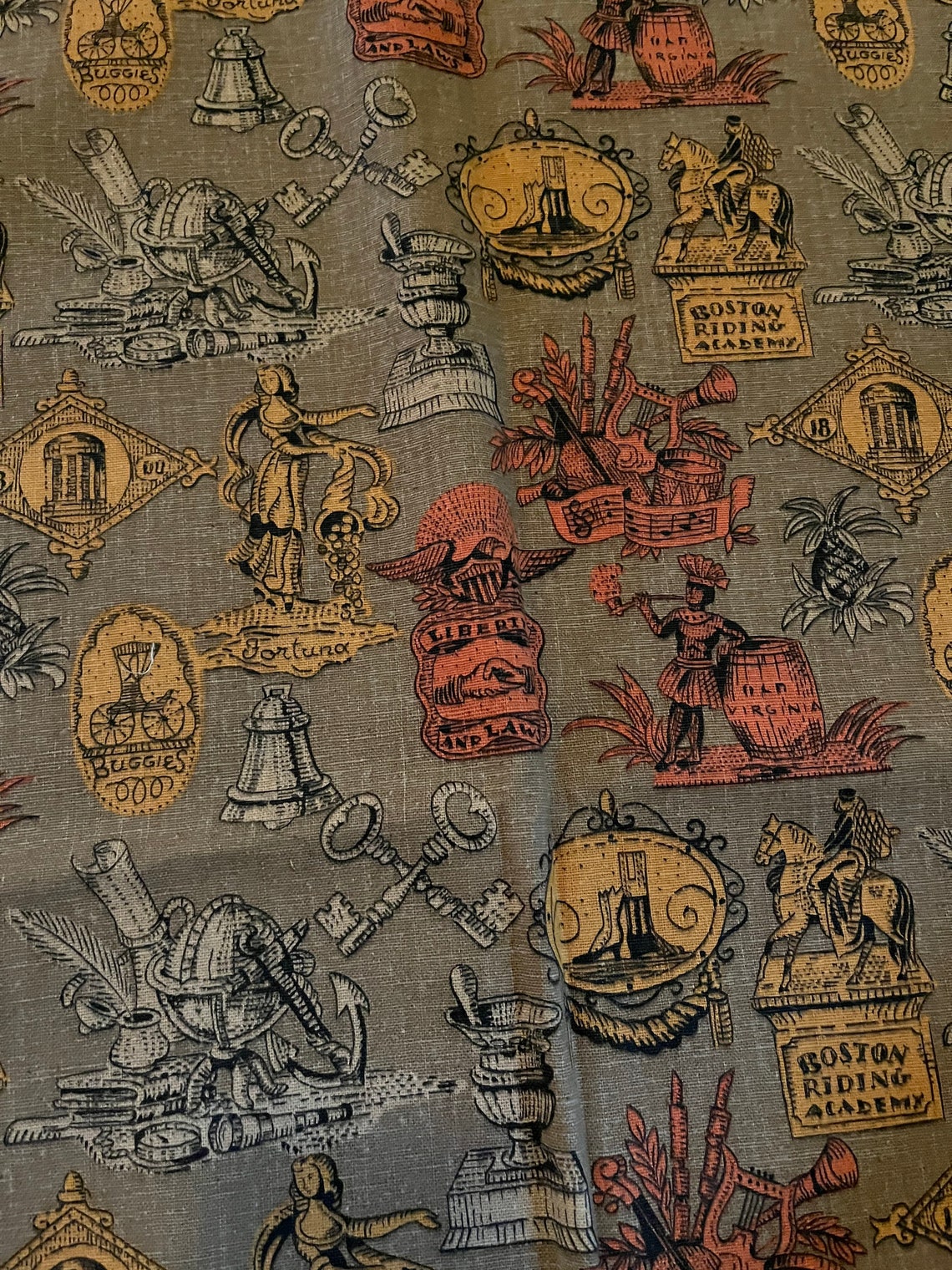 Vintage Colonial Bicentennial Fabric Retro Hippie Seventies | Etsy