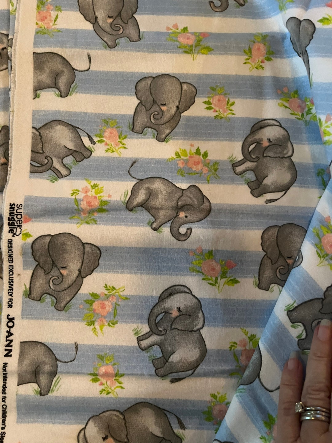 Elephants Flannel Fabric Material Stripes Flowers Baby Nursery - Etsy