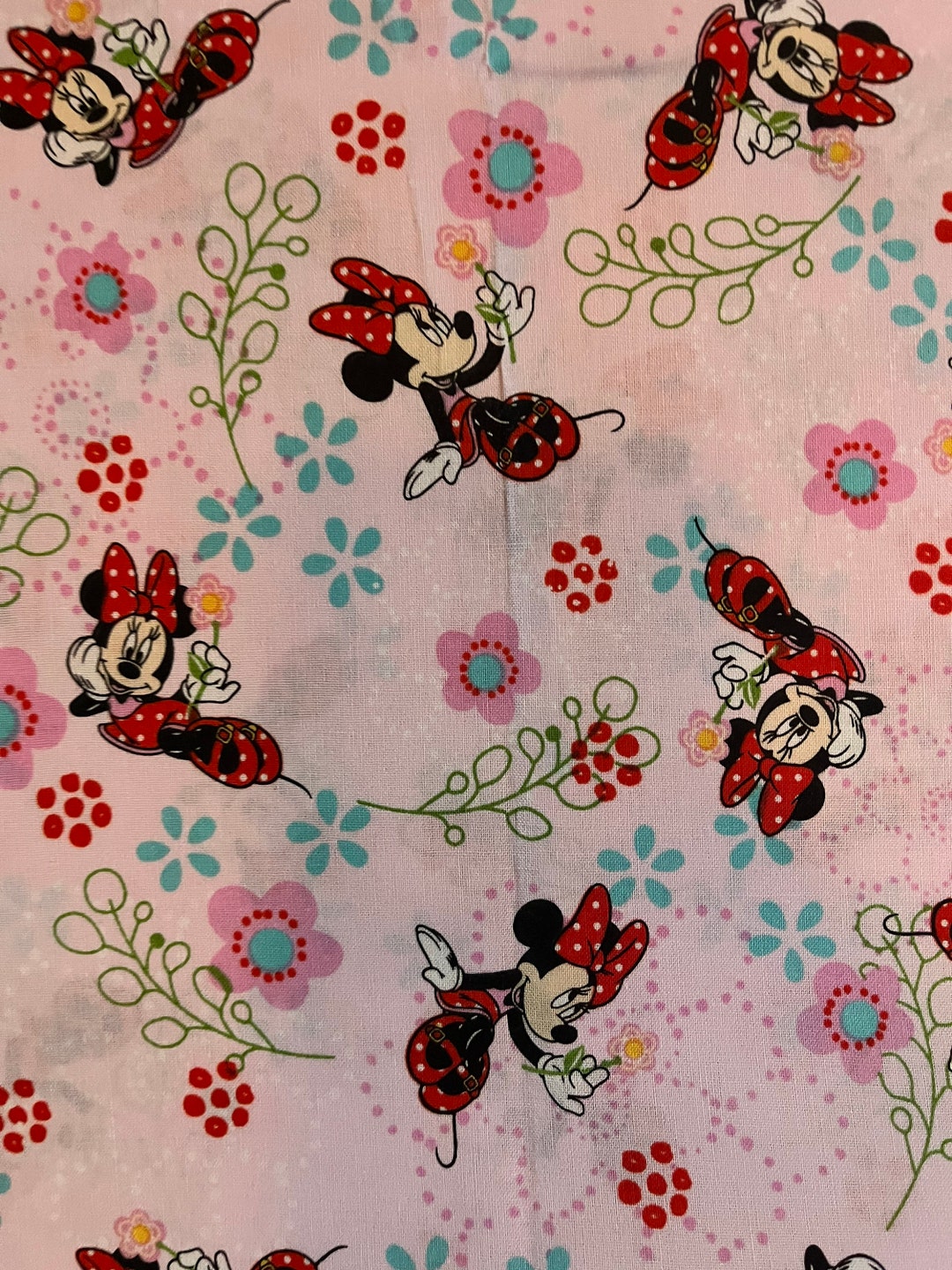 Disney Minnie Mouse Cotton Fabric Material Flower Garden - Etsy