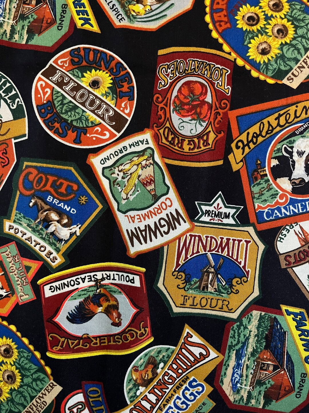 Vintage Good Labels Fabric Material Eggs Dry Goods Produce Flour ...