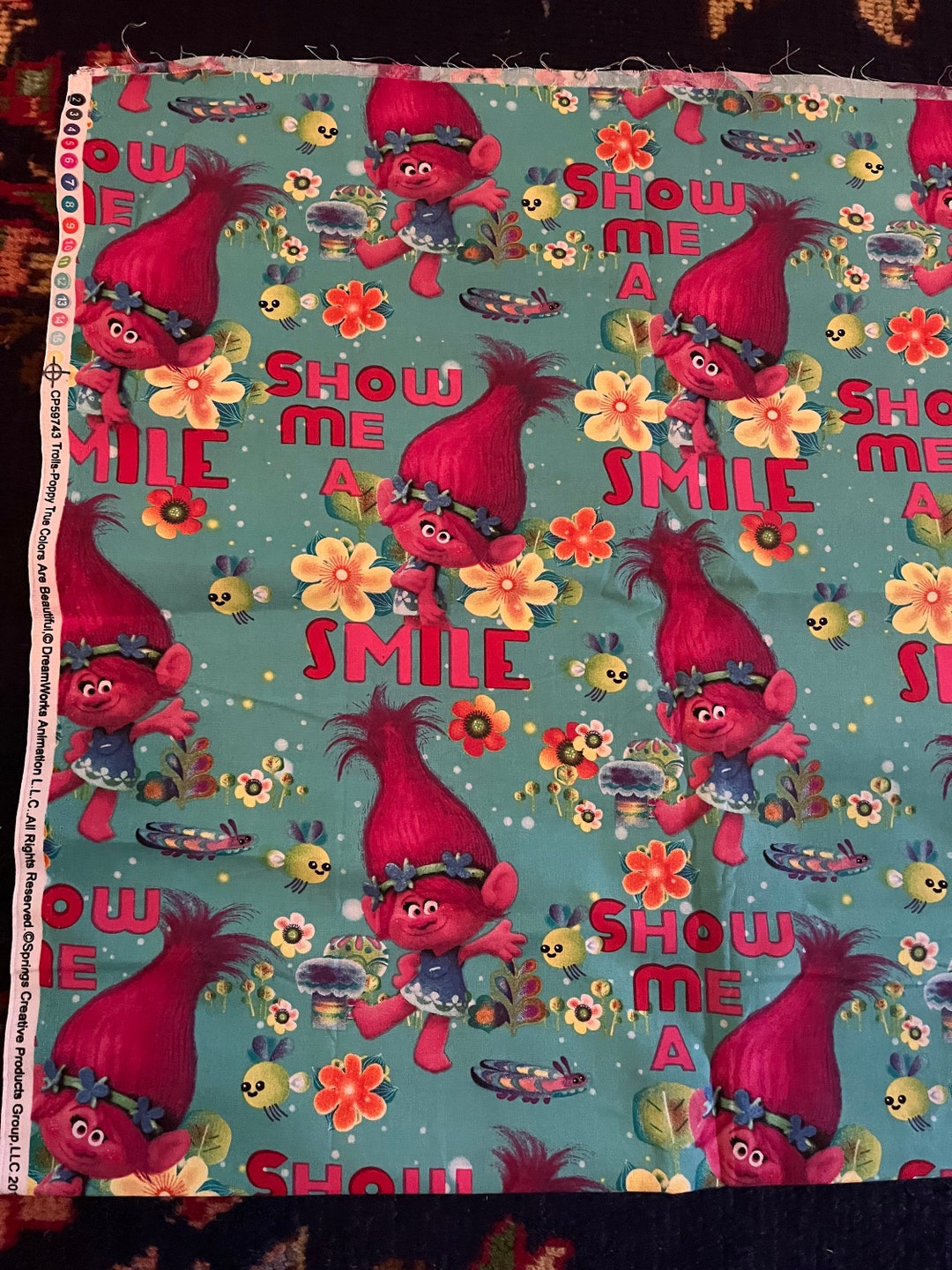 Trolls Cotton Quilting Fabric Material Poppy Smile - Etsy