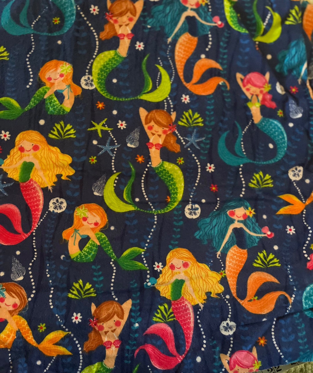 Mermaid Flannel Fabric Material Ocean Under the Sea Quilting - Etsy