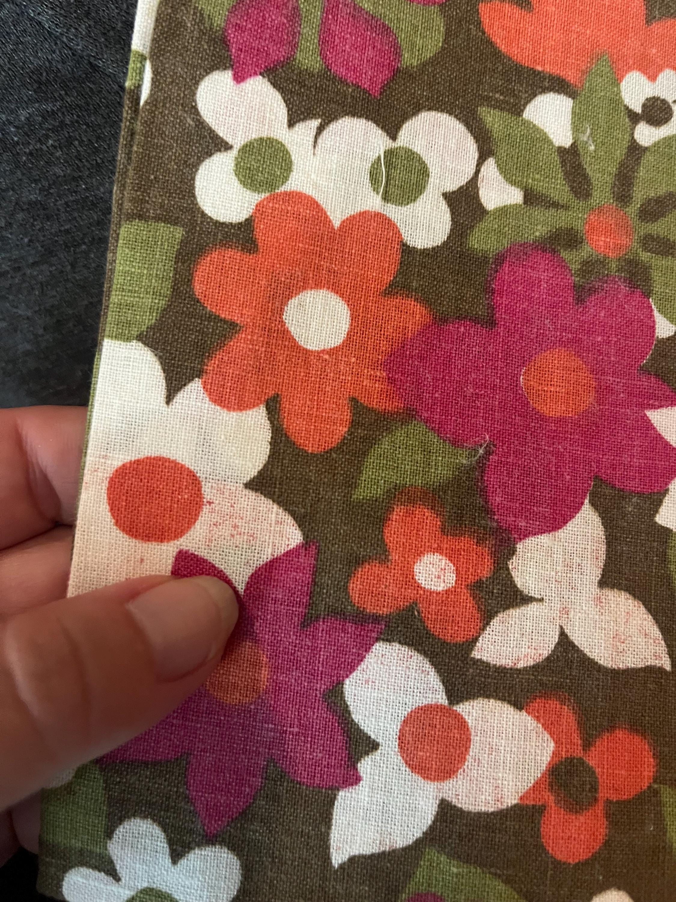 Vintage Floral Cotton Fabric Flour Sack Feed Sack Feedsack Retro Green ...