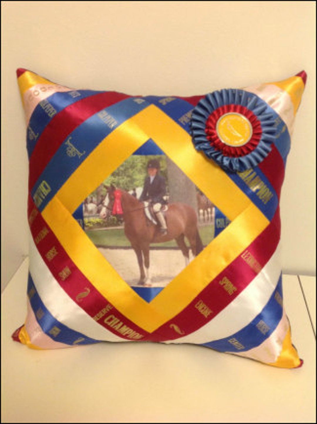 CUSTOM PHOTO PILLOW Horse Show Ribbon Pillow - Made to Order - Handmade ...