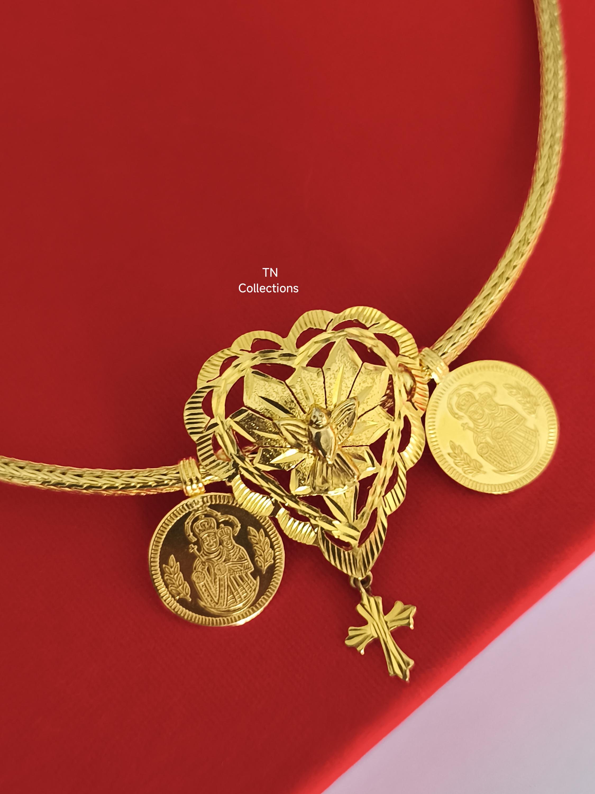 22ct Gold Plated Traditional Christian Thalikodi With Angel Thali
