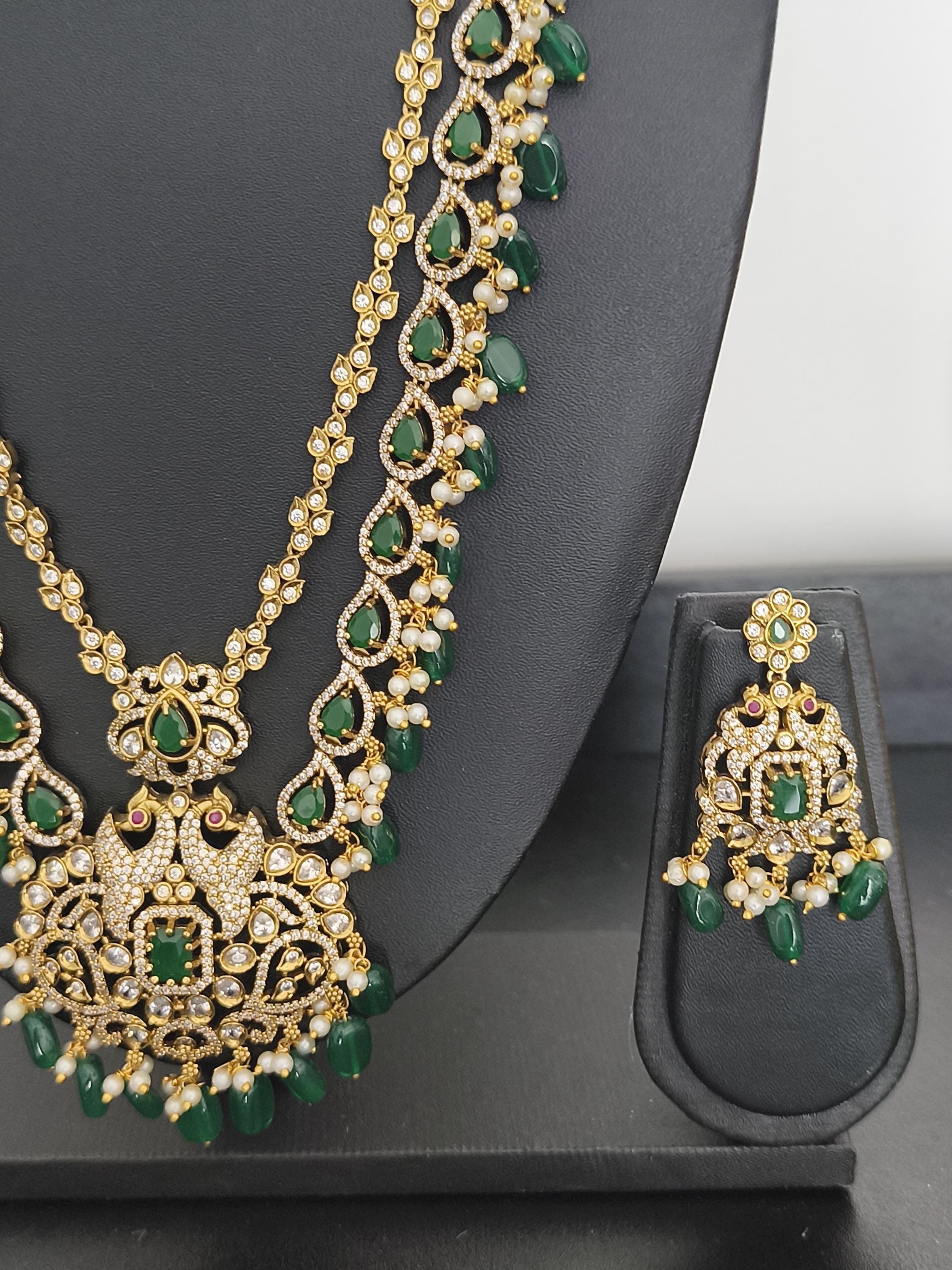Emerald Green Victorian Style Semi Bridal Set /indian Wedding Jewelry ...
