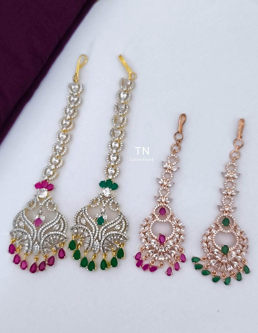 Rose Gold, Diamond Finish Tikkas /maang Tikka - Etsy