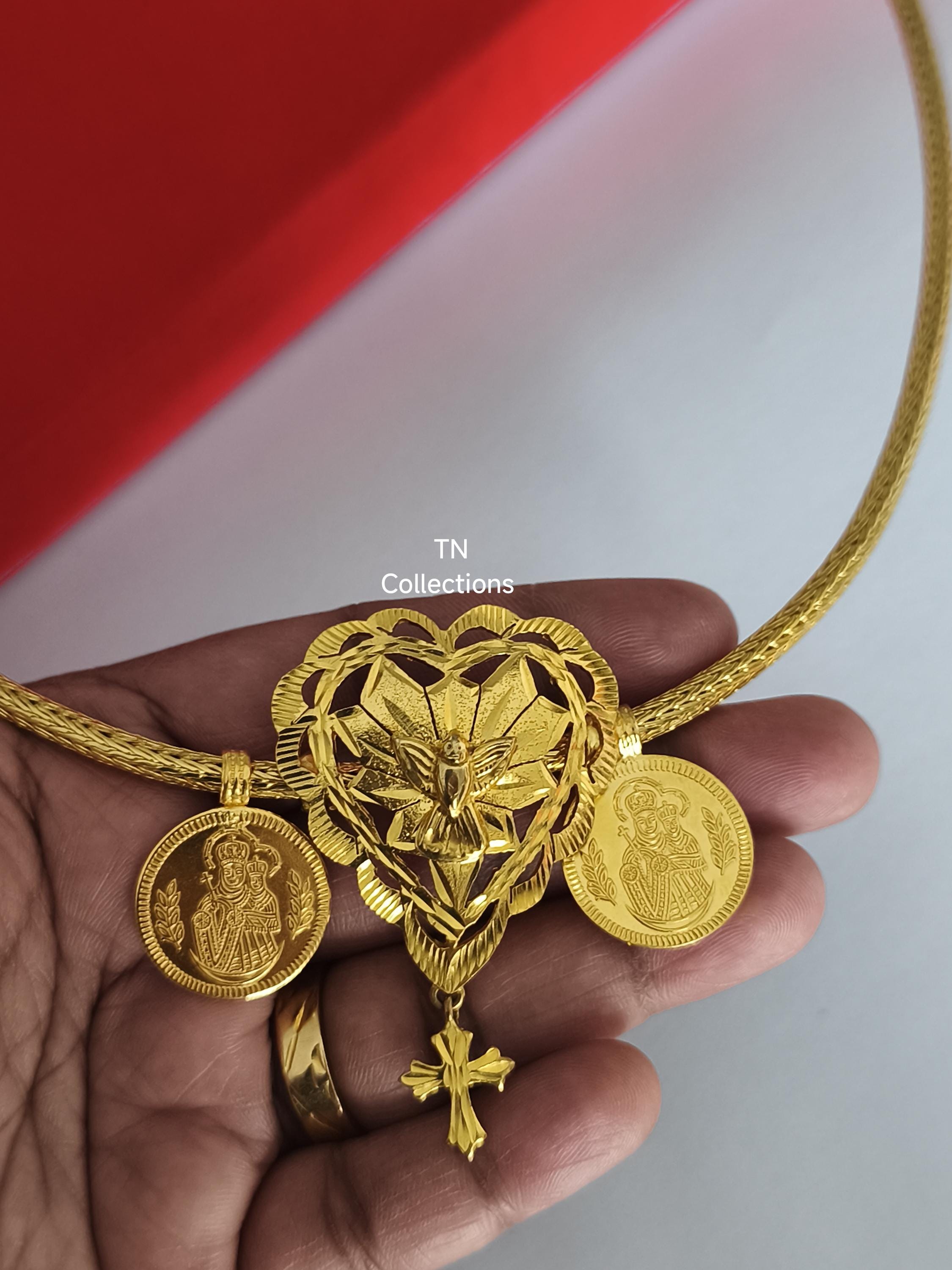 22ct Gold Plated Traditional Christian Thalikodi With Angel Thali