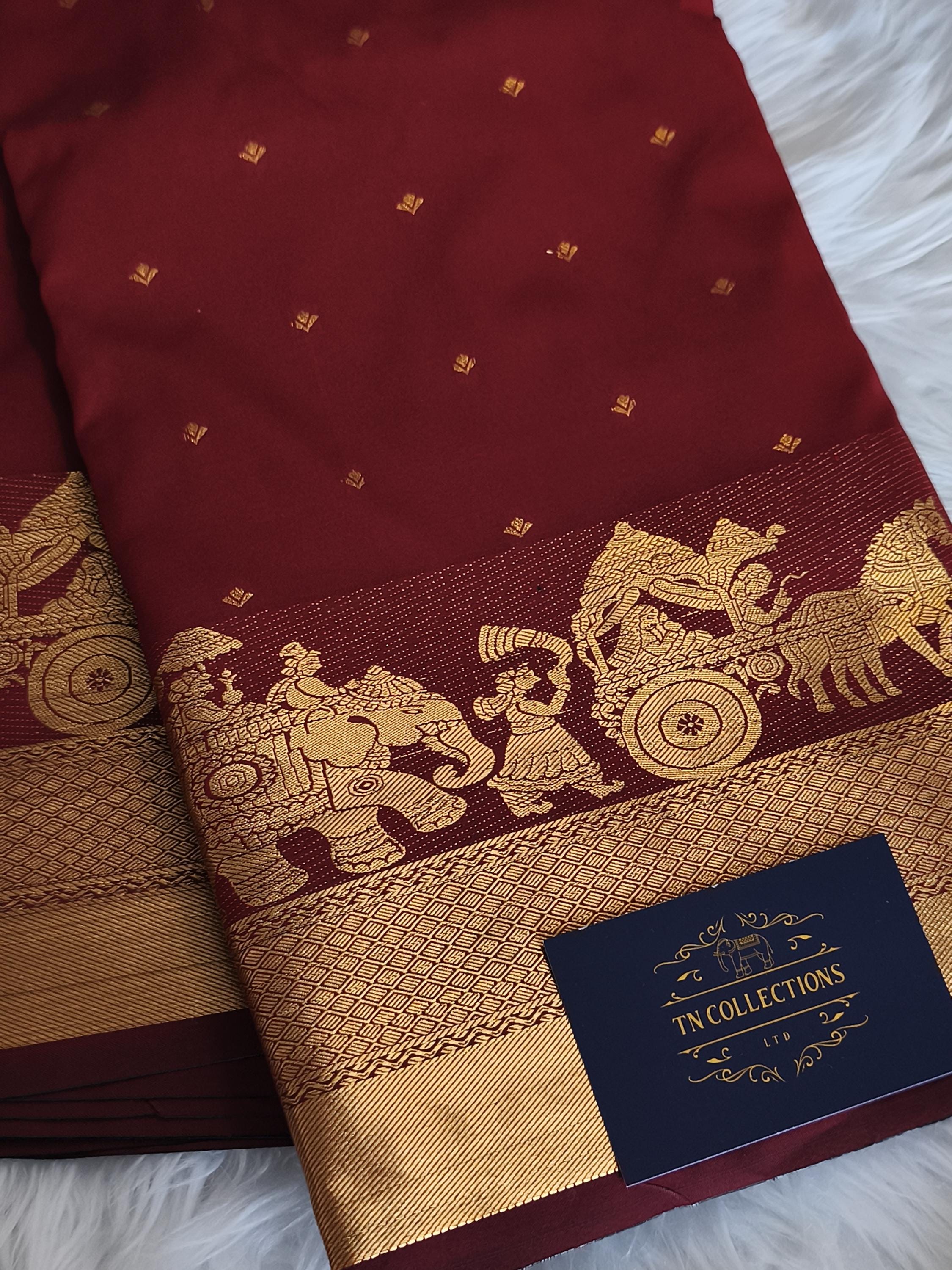 Pallakku Design Kanchi Soft Silk Sarees - Etsy