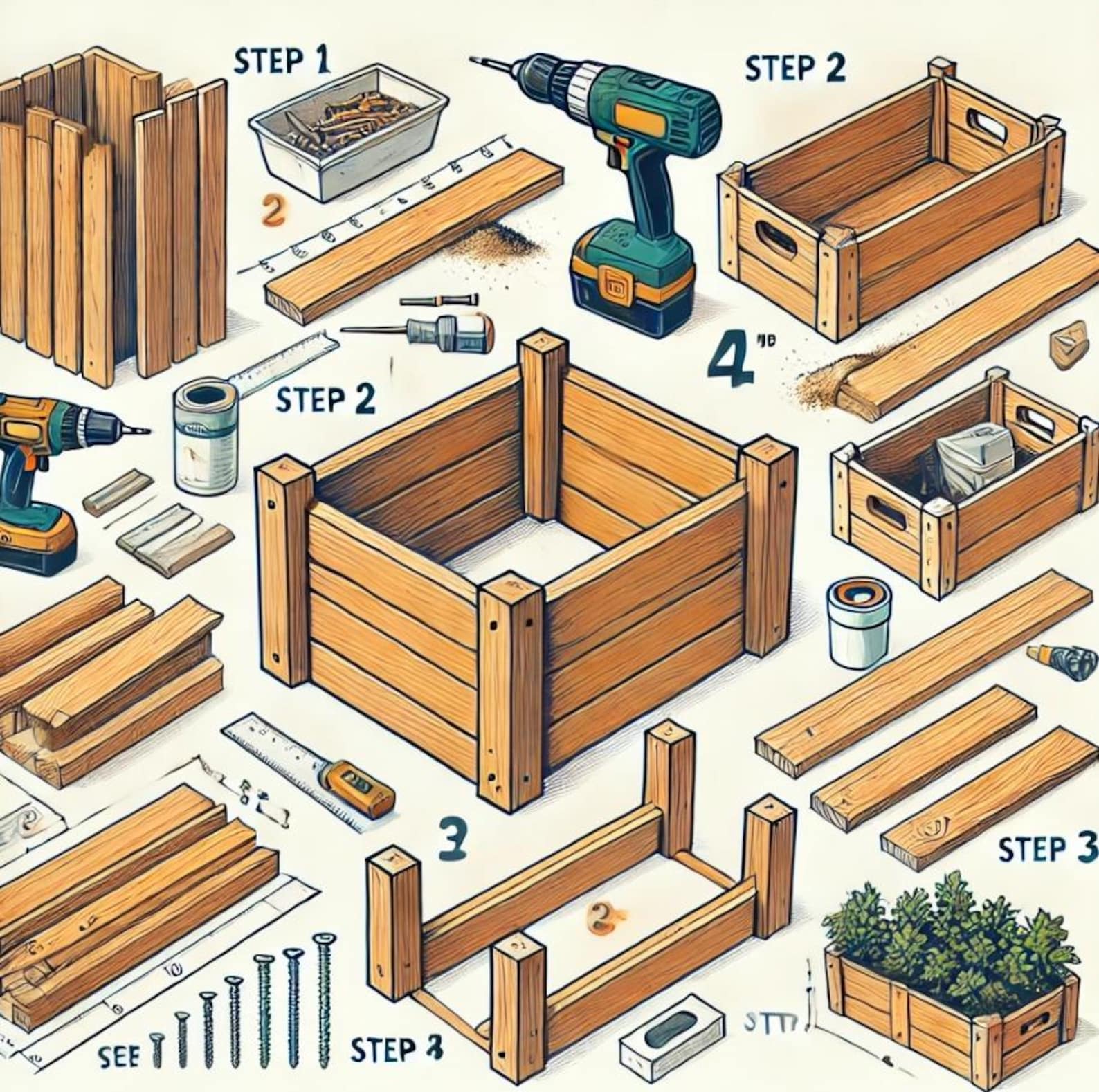 DIY Small Wooden Planter Box Plans – Step-by-step Guide & Blueprints - Etsy