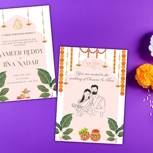 South Indian Wedding Invitation, Tamil Wedding Card, Telugu Wedding Invite, Digital Hindu ...
