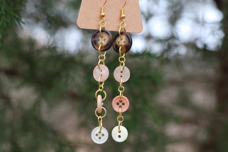 Handmade Button Dangle Earrings - Etsy