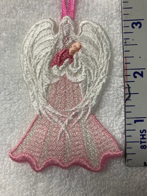 Handmade Freestanding Lace Machine Embroidery Angel Holding - Etsy