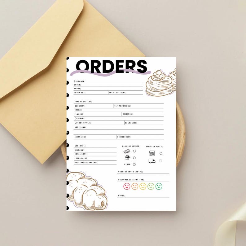Order Form Template, Order Form for Bakery and Small Business, Order ...
