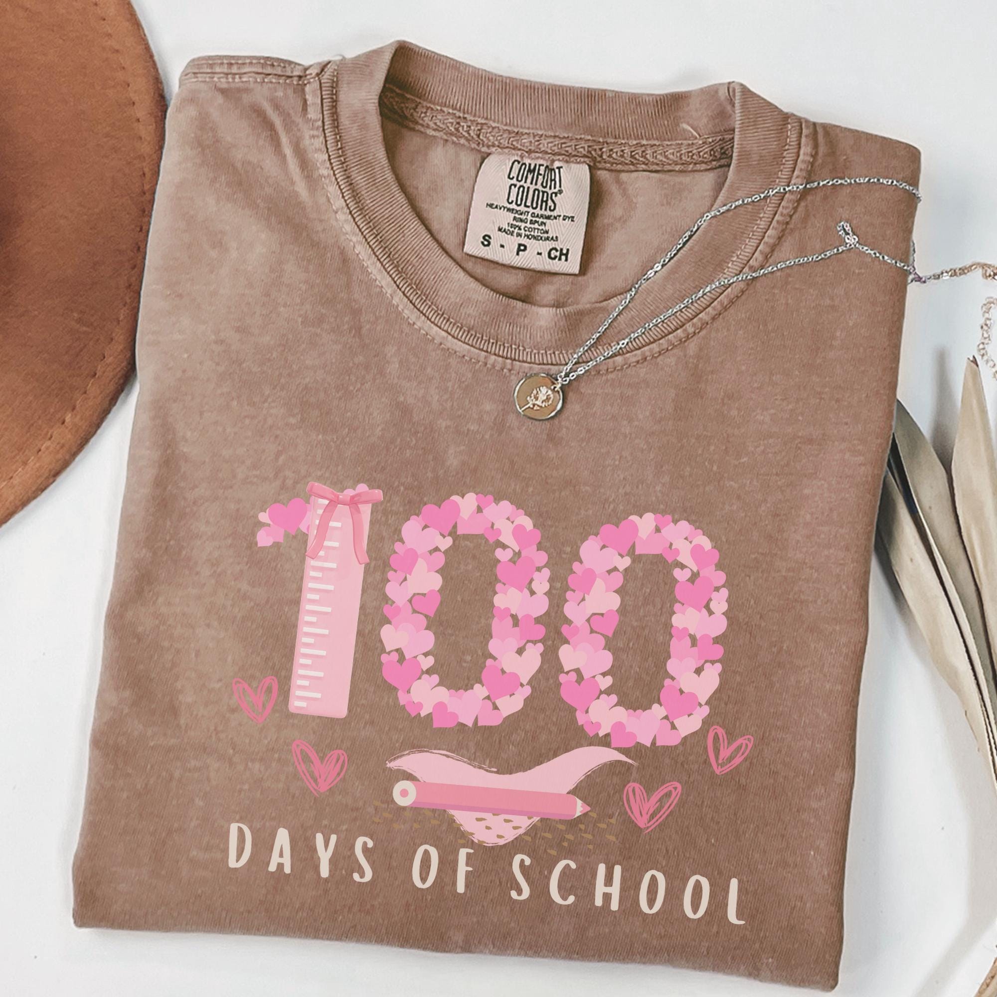 100 Days of School Pink Hearts PNG: Sublimation Design (digital ...