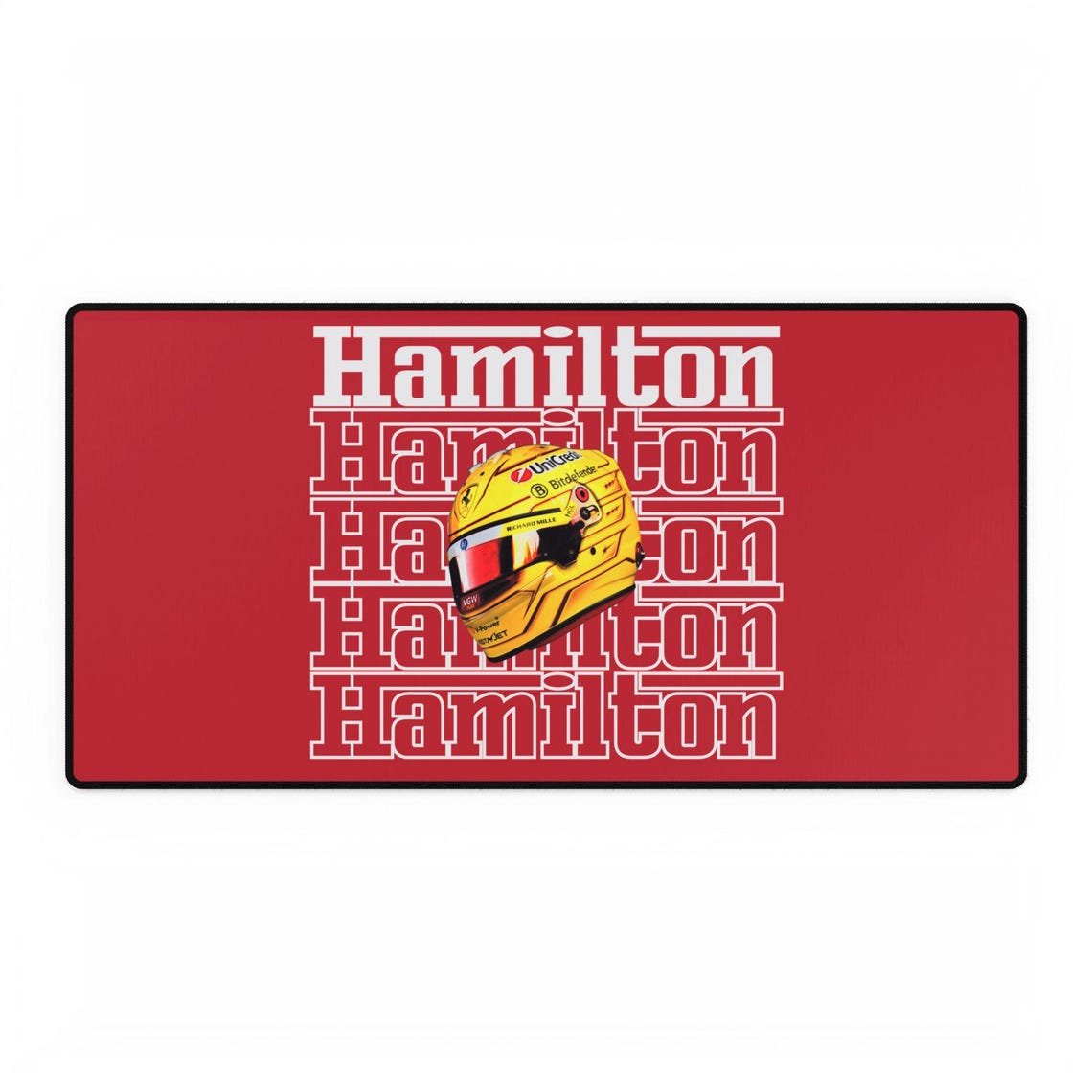 Lewis Hamilton Ferrari Helmet Mouse Pad – F1 Racing Desk Mat – Red ...