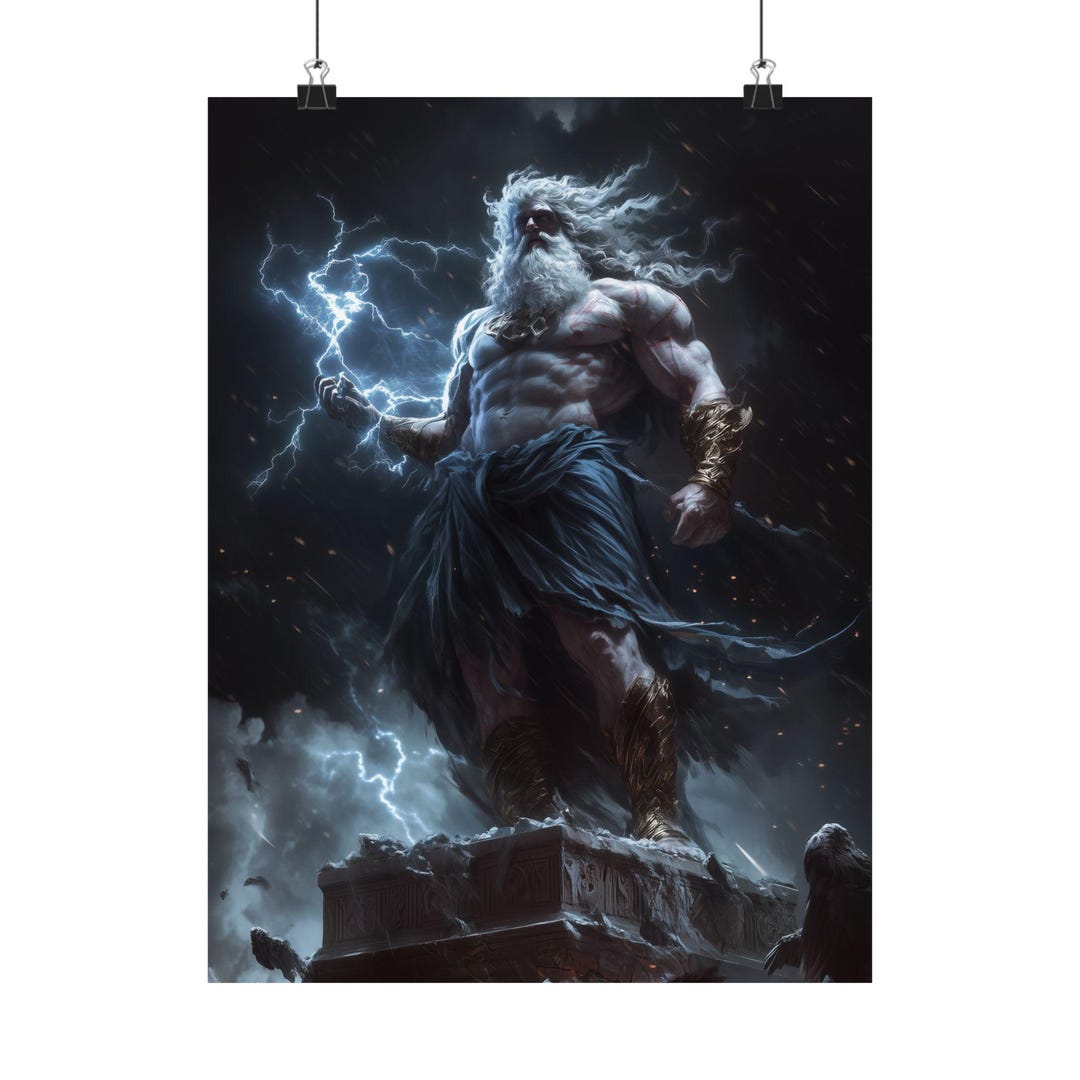 Zeus Poster Mythical Greek God Print, Wall Art, Movie Decor, Gift for ...