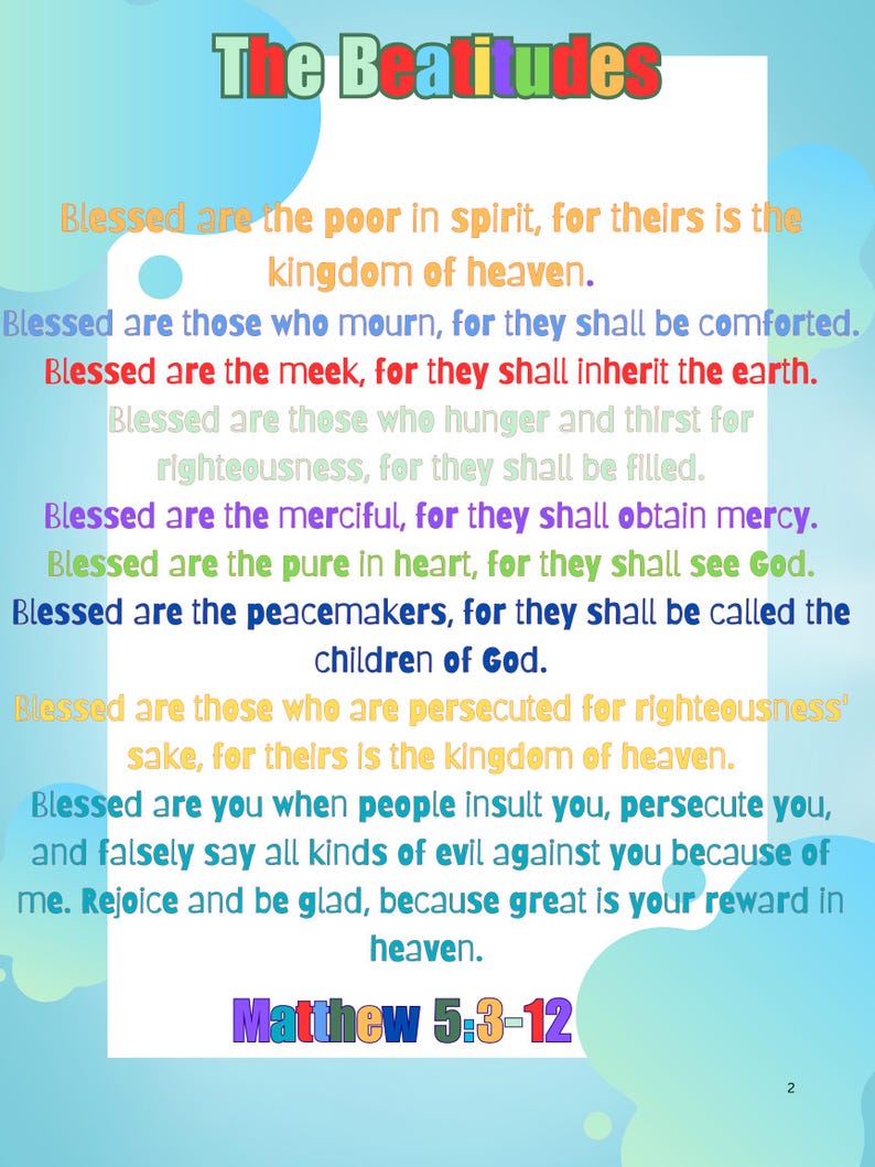 The Beatitudes:kids Digital Art (blue) - Etsy