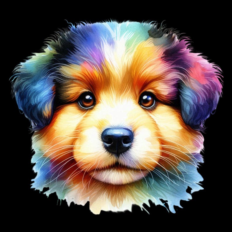 Watercolor Puppy Face Clipart | Hand-painted Dog Clipart | Cute Puppy ...