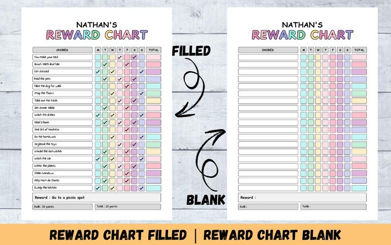 Chore Chart Printable | Kids Chore Chart | Reward Chart | Weekly Chore ...