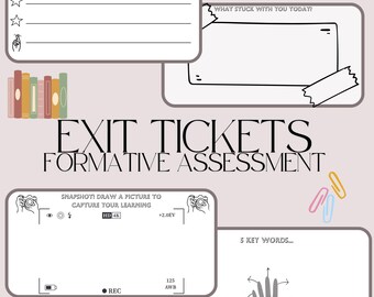 Exit Ticket Slips - Black and White - Exit Cards - Formative Assessment - Learning Reflections ...