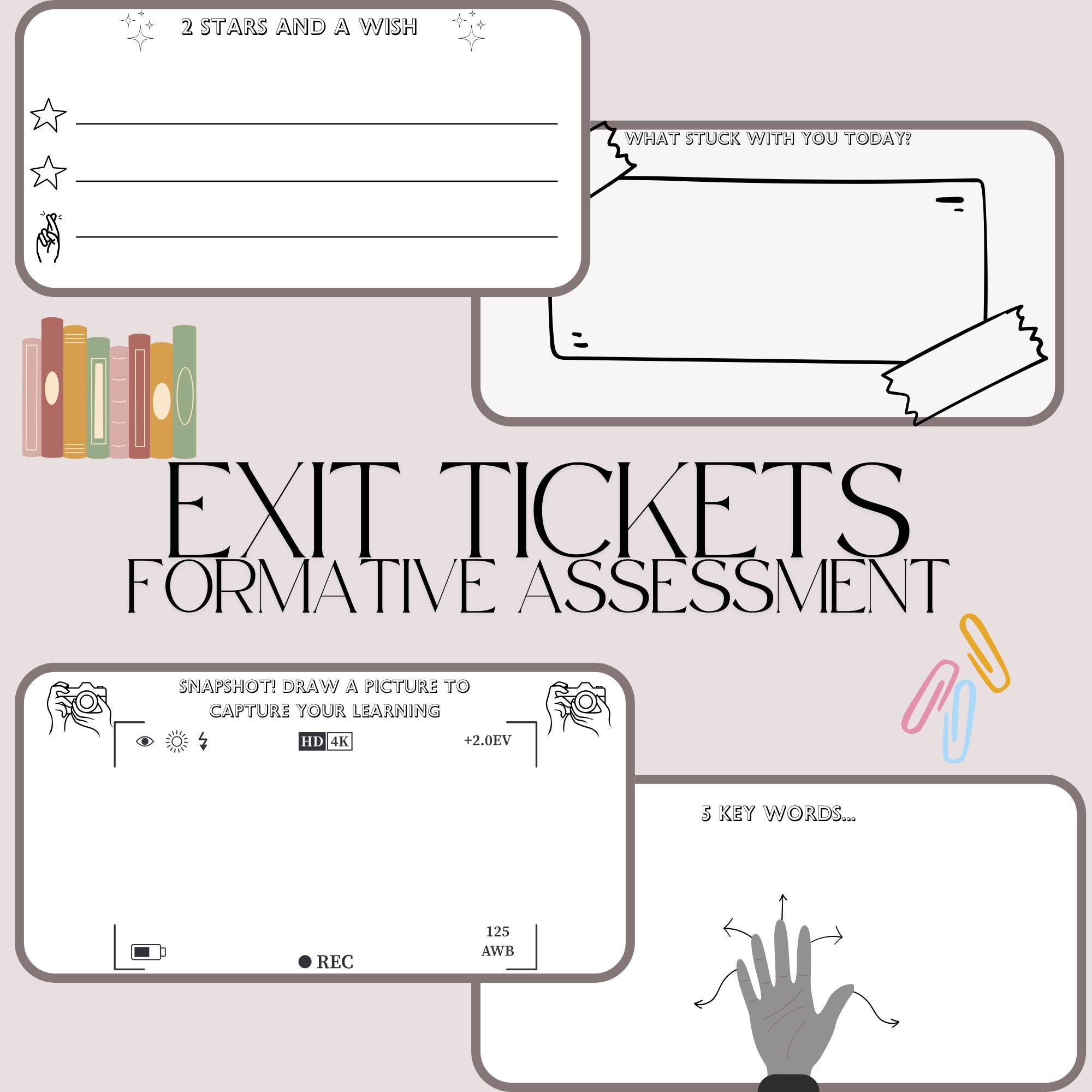 Exit Ticket Slips - Black and White - Exit Cards - Formative Assessment ...