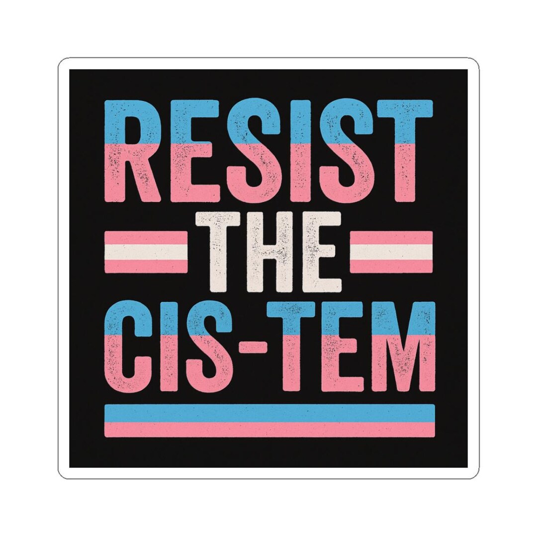 Resist the Cis-tem Sticker | Trans Pride Colors, Kiss-cut Laptop Decal ...