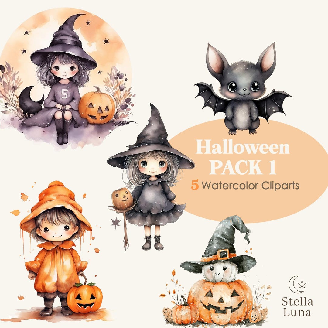 Halloween Clipart – Cute Halloween Clipart, Bat, Witch, Pumpkin ...