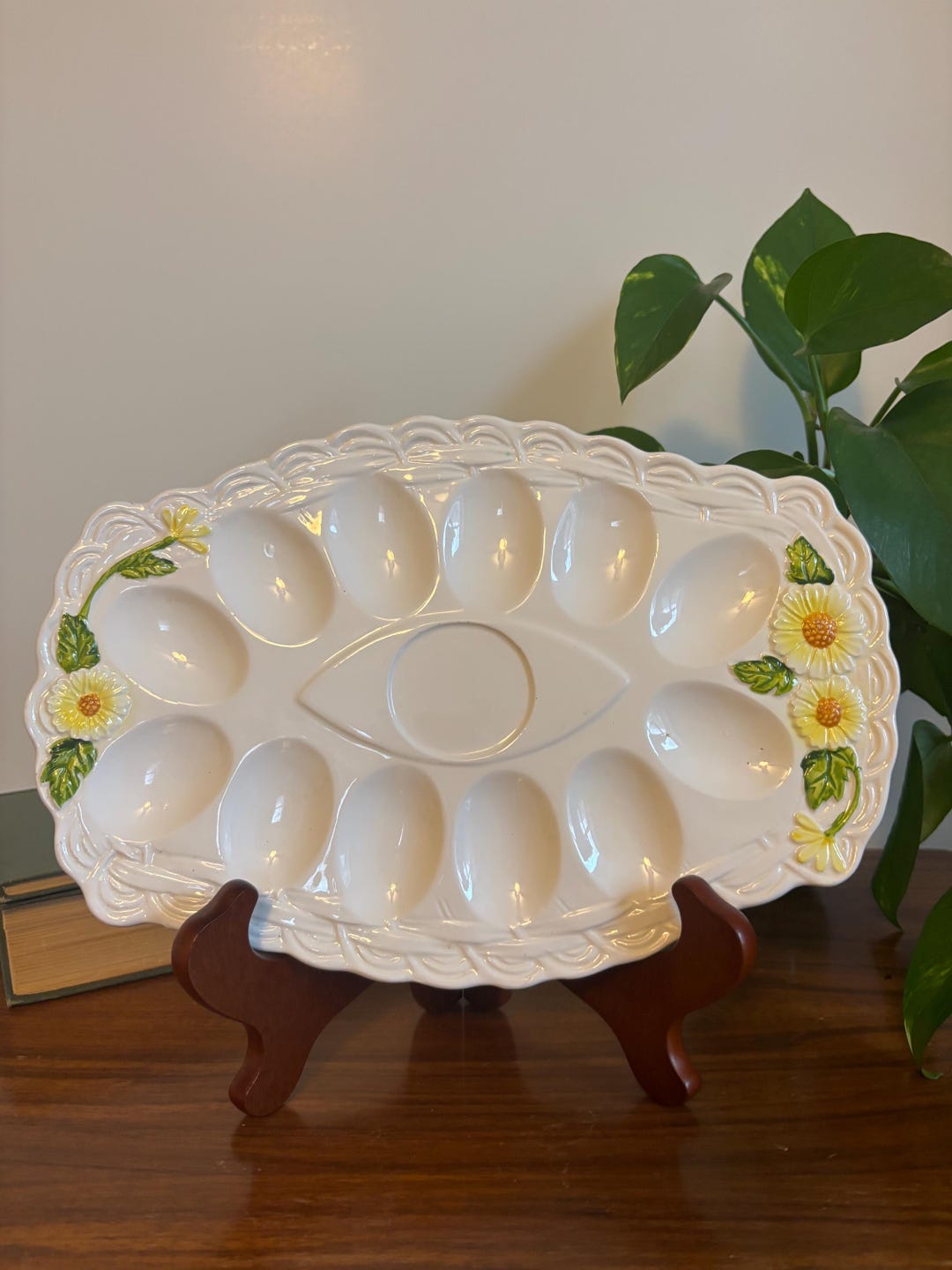 Vintage Geo Z Lefton Rustic Daisy Porcelain Deviled Egg Tray Dish - Etsy