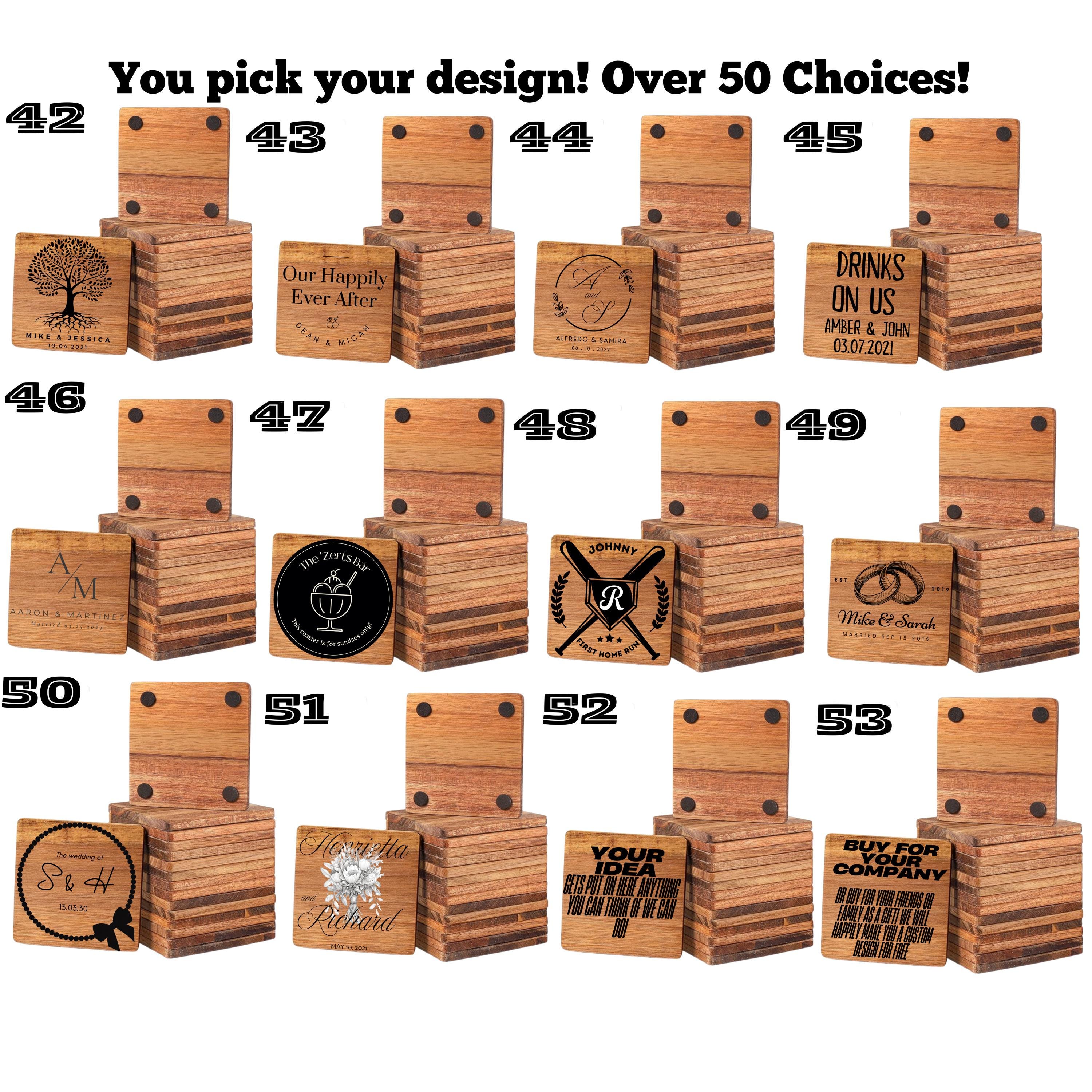 Custom Engraved Acacia Wood Coasters - Personalized Drink Coasters ...