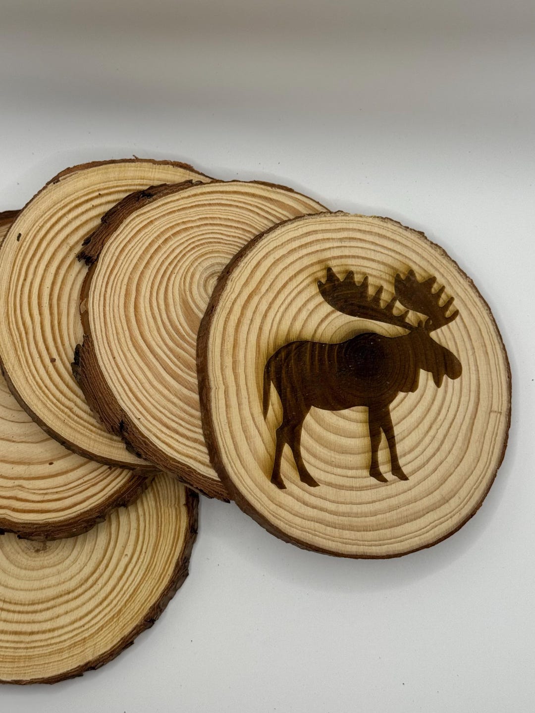 Moose Cabin Coaster – Custom Rustic Wood Drink Coaster for Lodge Decor ...