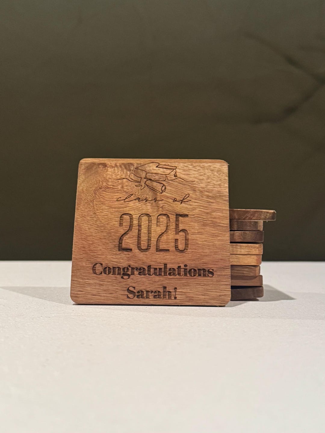 2025 Graduation Coaster – Personalized Acacia Wood Coaster Custom ...