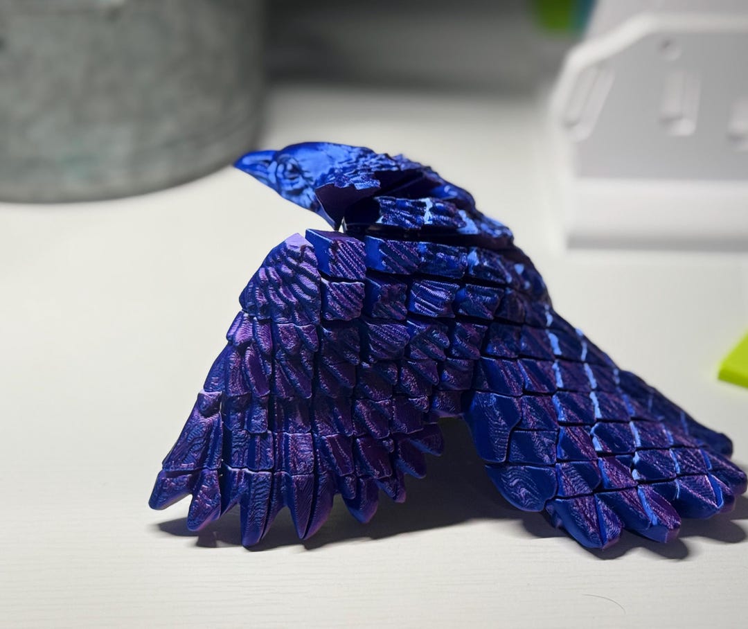 Large 3D Printed Bird. Shiny Hawk Toy. Flexible Bird Decor. Fidget Toy ...
