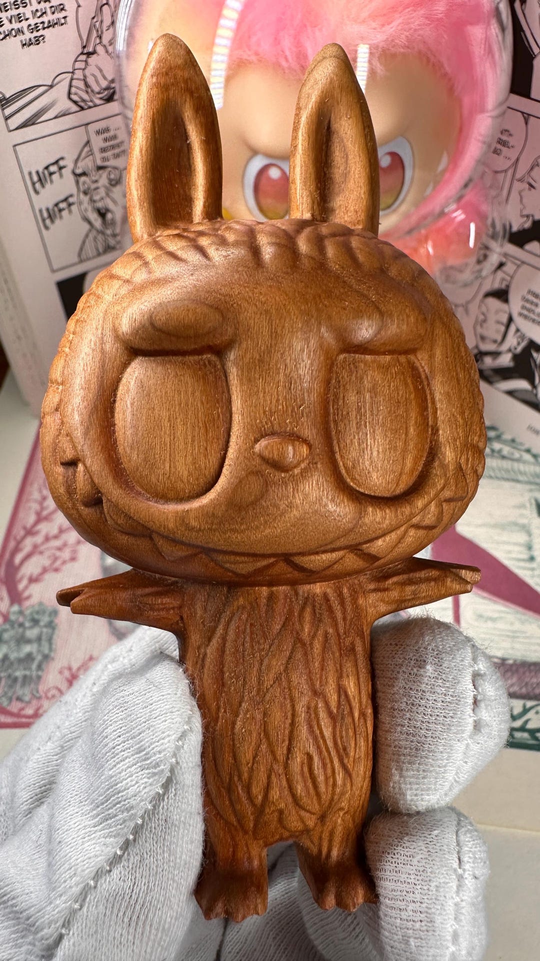 Labubu Zimomo Popmart Wood Carving / Wood Carving / Collectible Figure ...