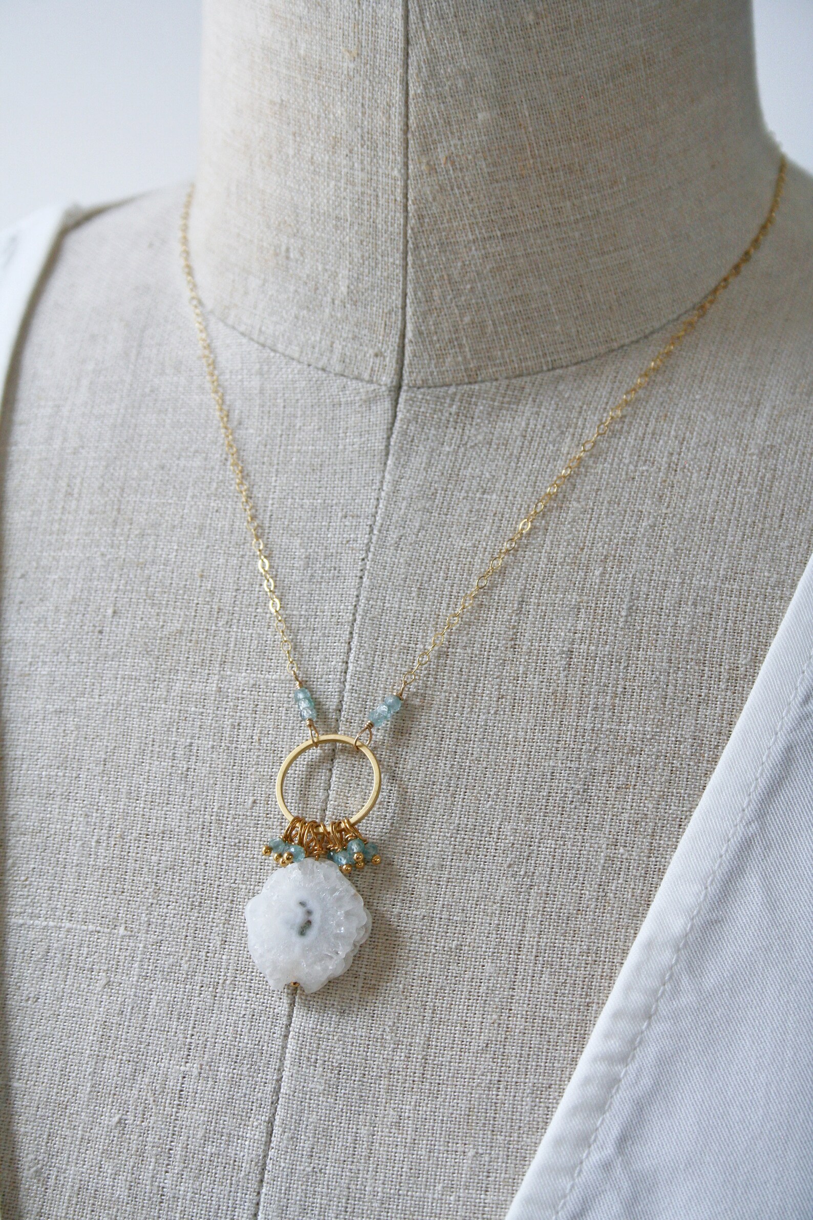 Solar Quartz Necklace: Boho 14K Gold Filled Pendant - Etsy