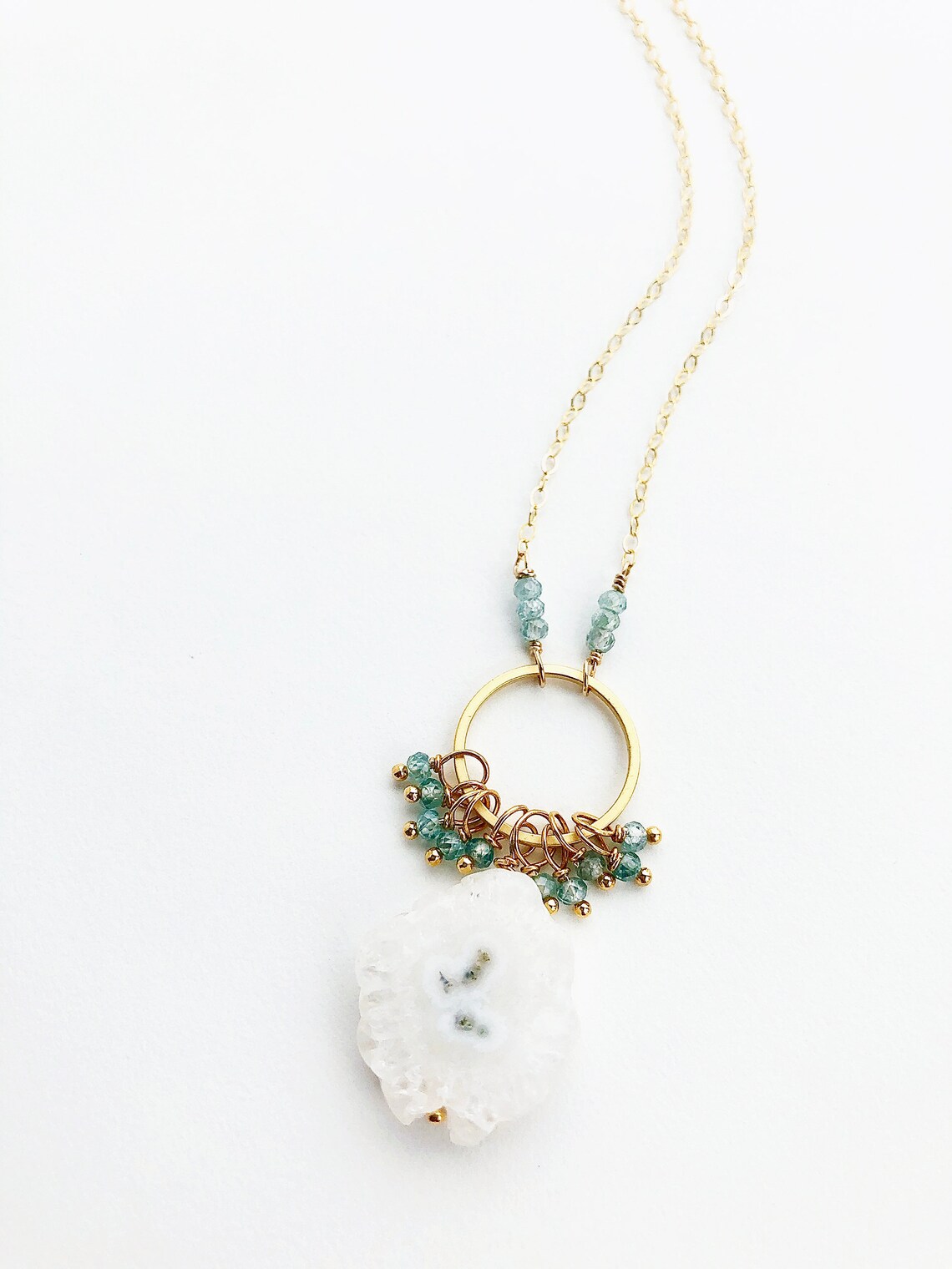 Solar Quartz Necklace: Boho 14K Gold Filled Pendant - Etsy
