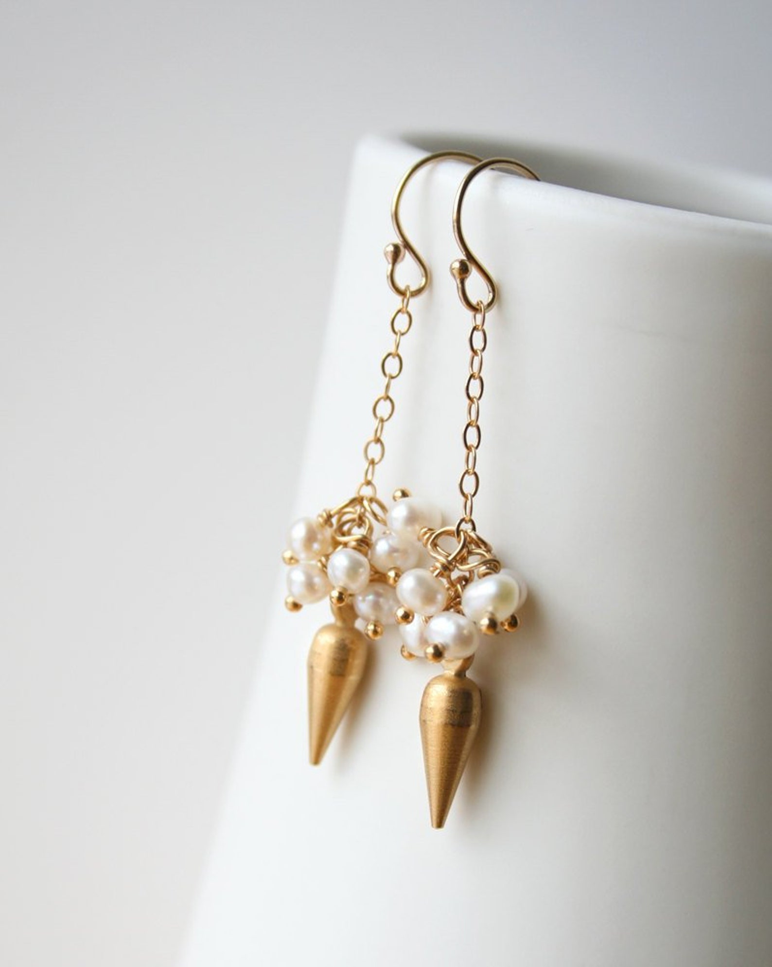 Pearl Earrings Bridesmaid Earrings Edgy Pearl Earrings | Etsy
