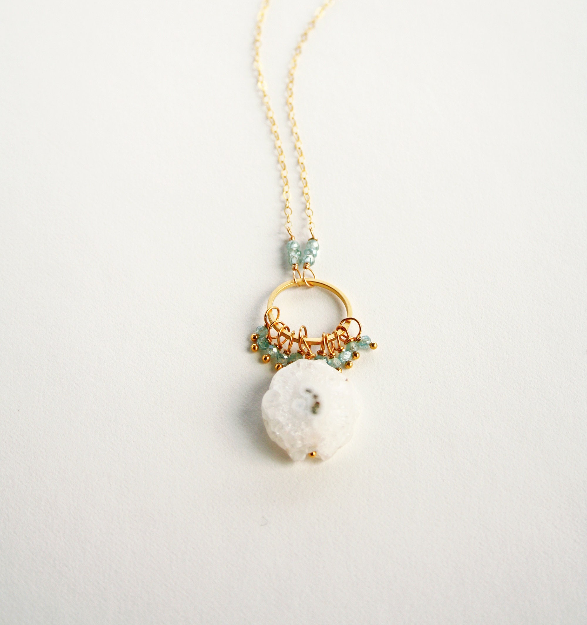 Solar Quartz Necklace: Boho 14K Gold Filled Pendant - Etsy