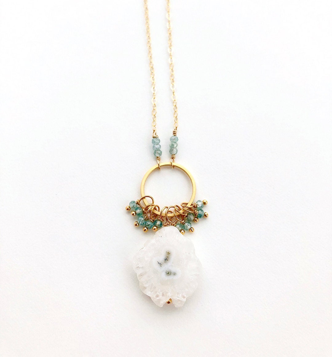 Solar Quartz Necklace: Boho 14K Gold Filled Pendant - Etsy
