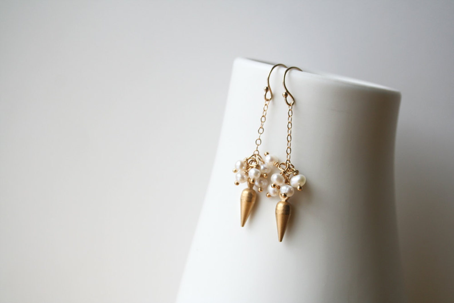 Pearl Earrings Bridesmaid Earrings Edgy Pearl Earrings | Etsy