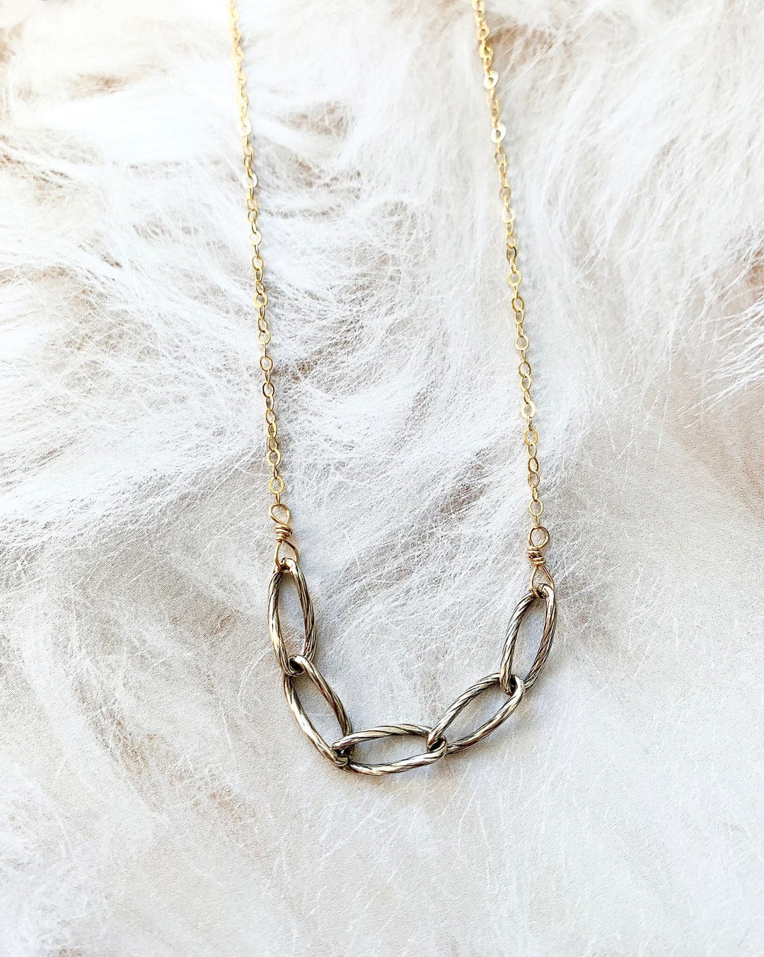 Mixed Metal Chain Necklace: Sterling Silver & 14K Gold Fill - Etsy