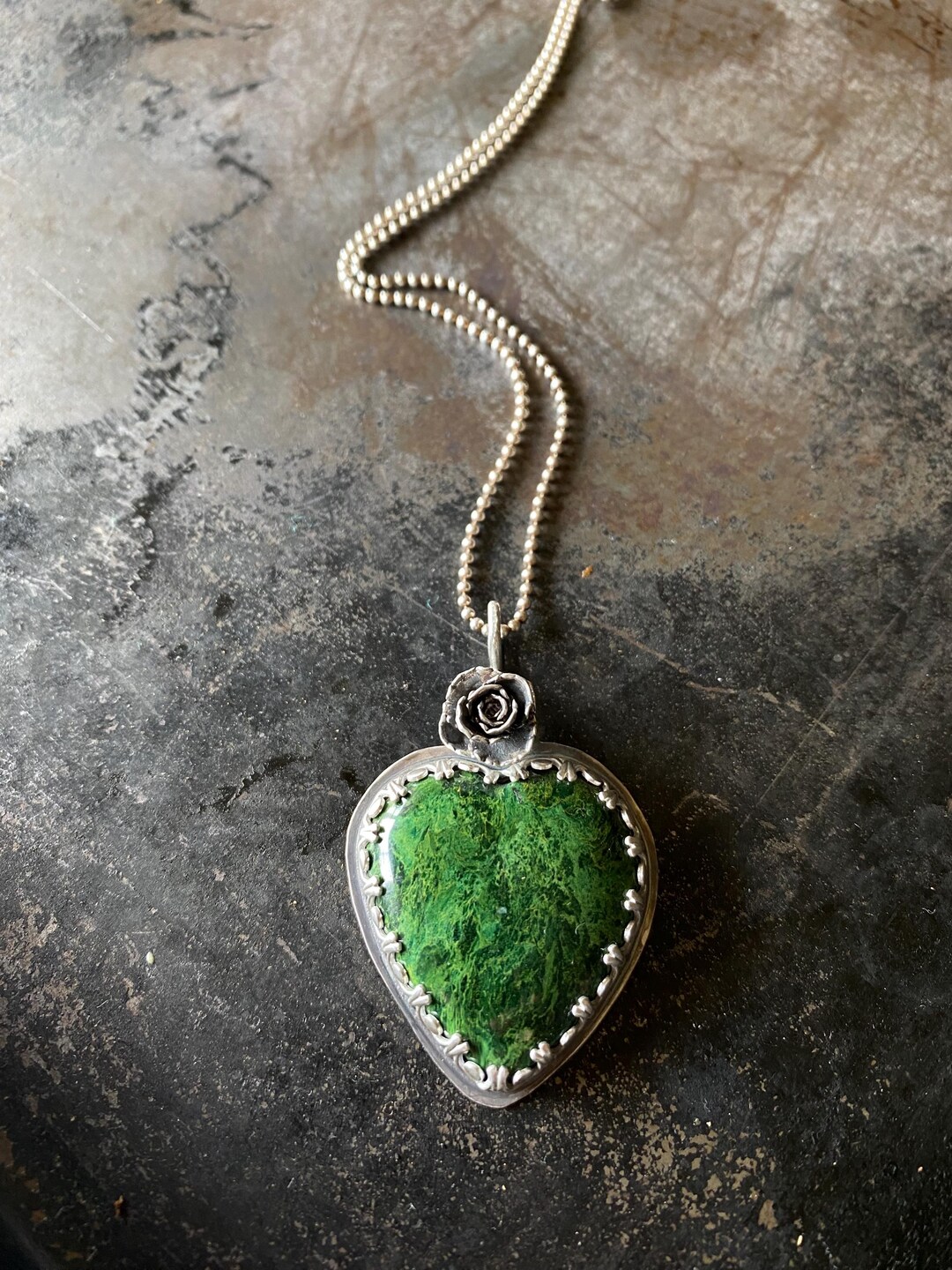 Sacred Immaculate Heart Verdite African Jade Rose Pendant - Taurus ...