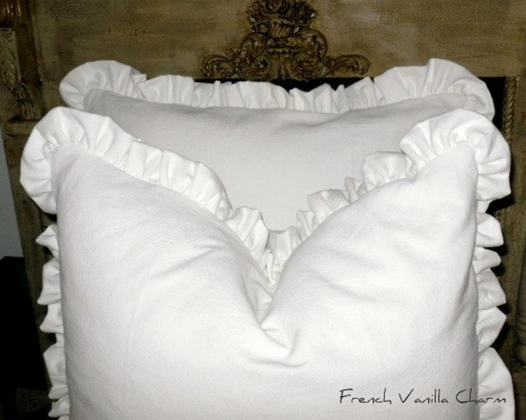 Ruffled European Sham Farmhouse Grain Sack or Linen Cottage Bedding ...