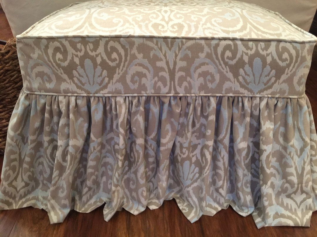 Custom Cotton Ruffled Ottoman Slipcover | Bench, Rectangle, Round - Etsy