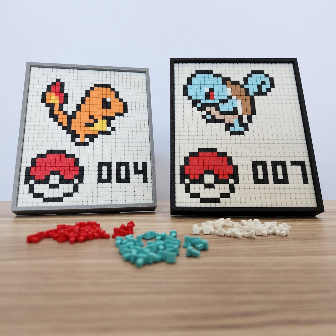 3D Printed Pixel Art Frame – Charmander - Glumanda or Squirtle ...