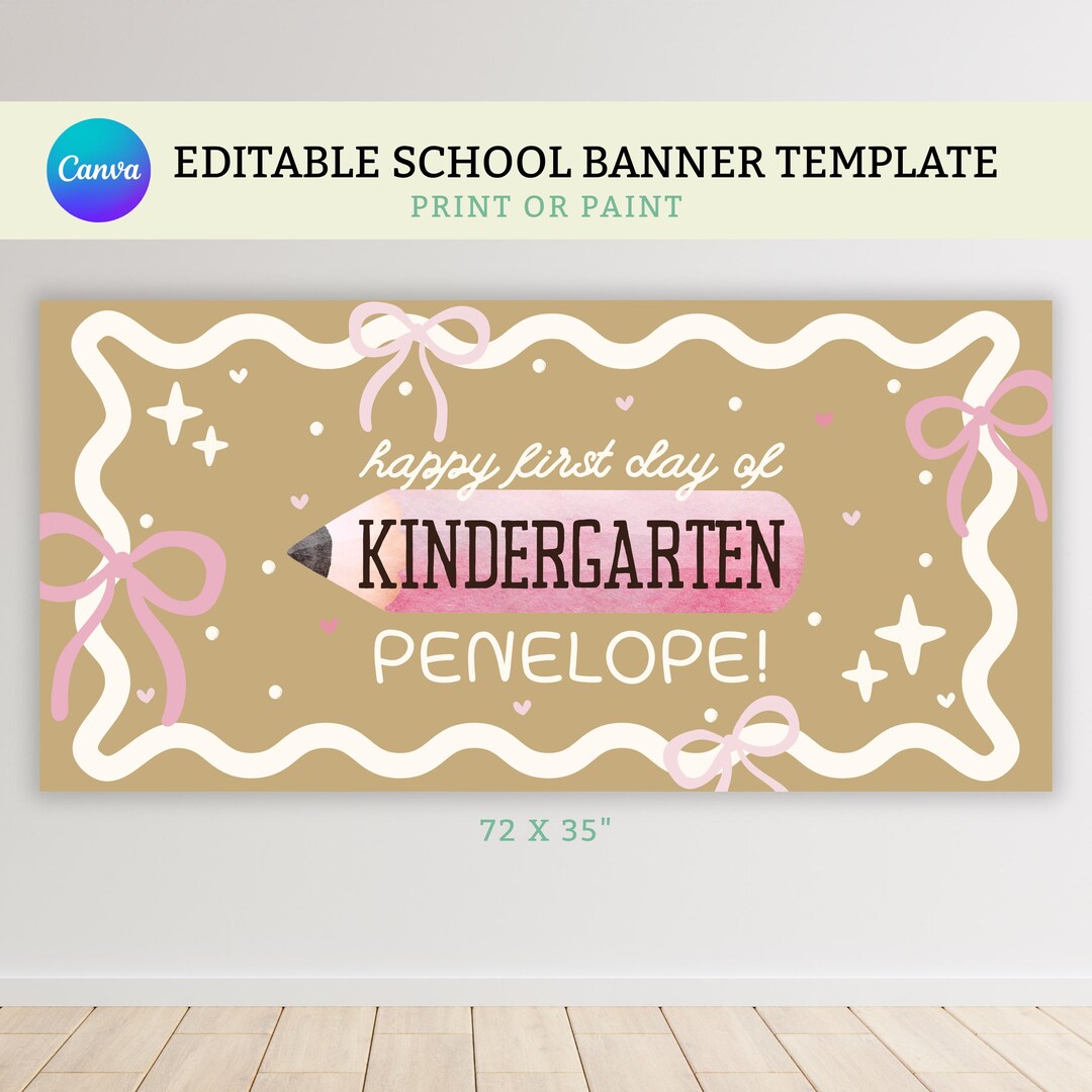 Painted School Banner Template, First Day of School Banner, Back to ...