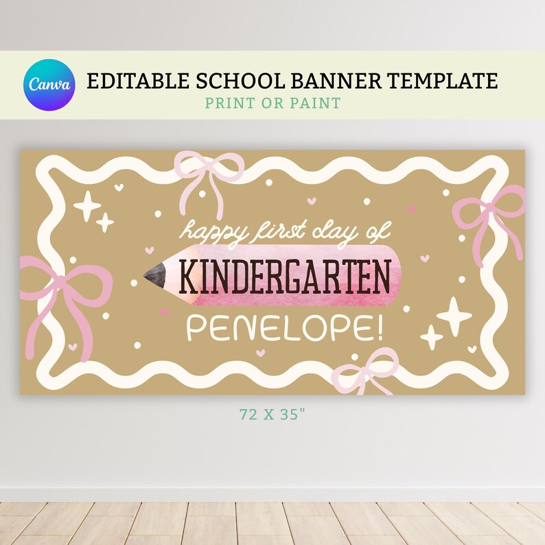 Painted School Banner Template, First Day of School Banner, Back to ...